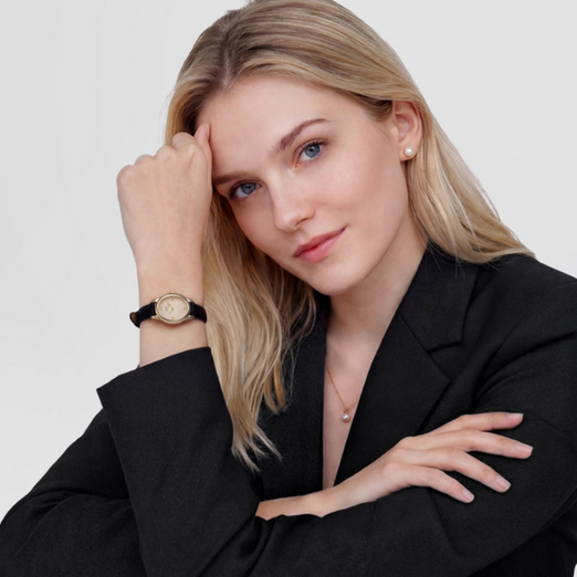 Maude Oval Black Dial Watch Montre MK7585